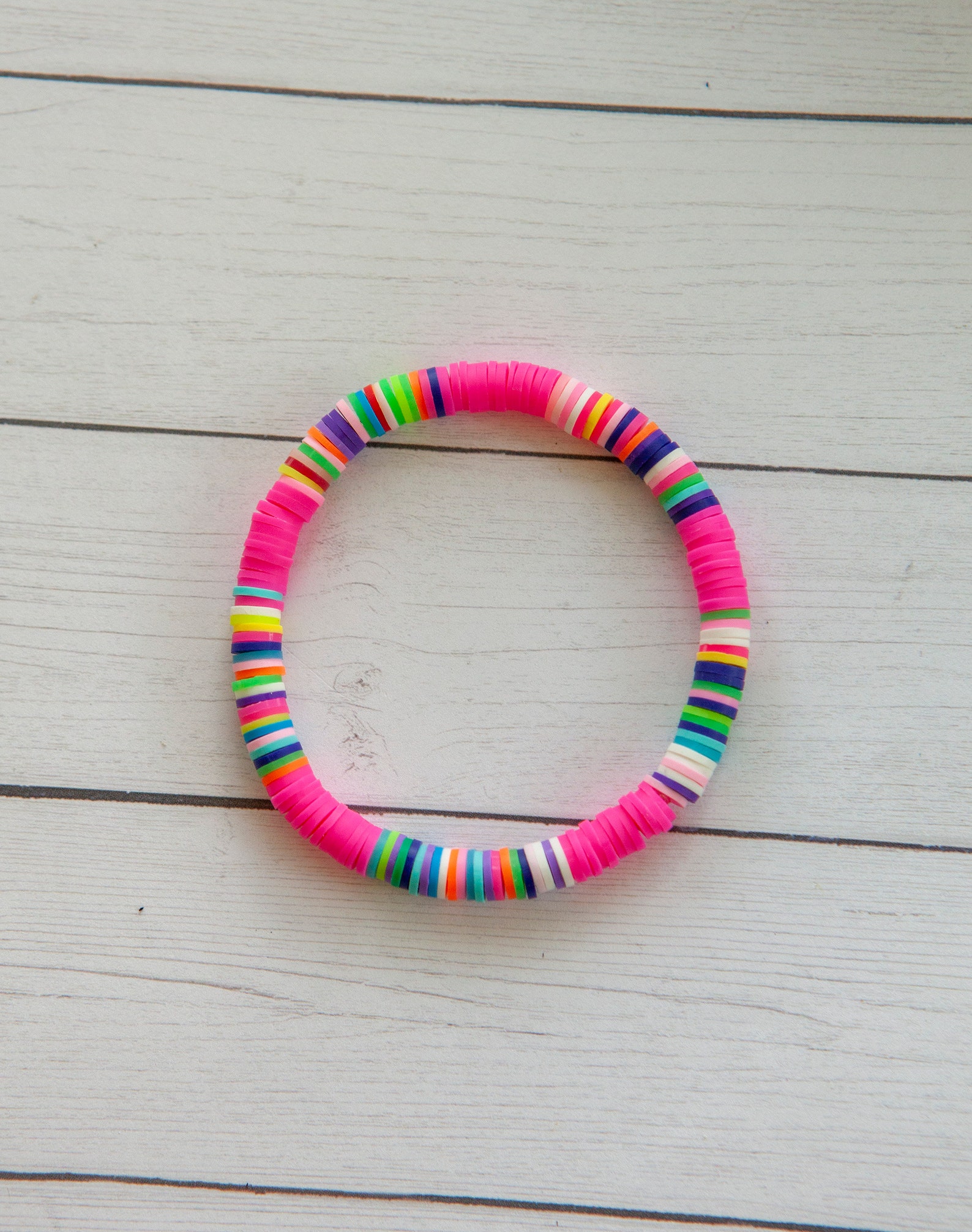 Rainbow Color Block Clay Disc Stretch Bracelet 6mm Choose - Etsy