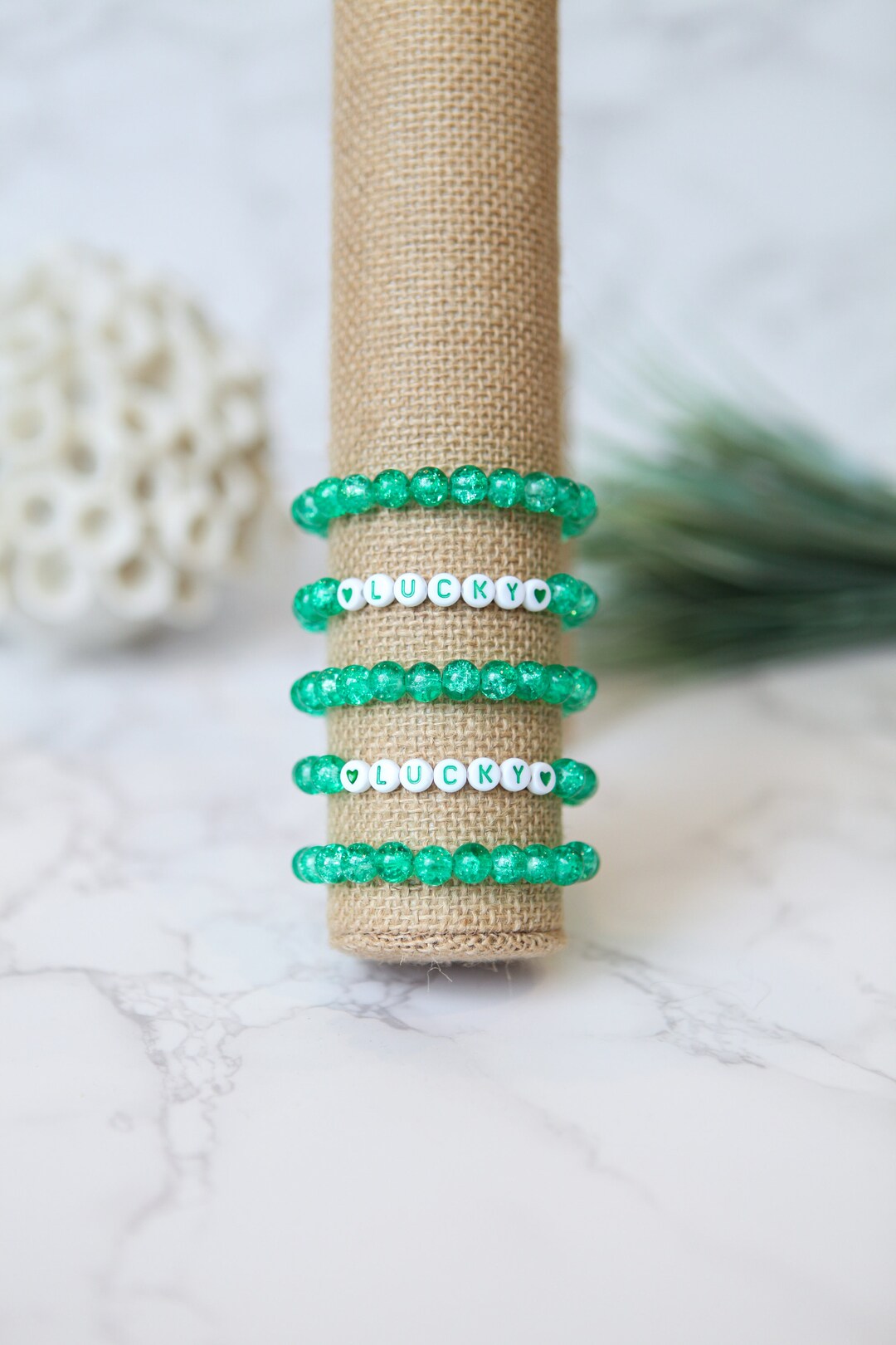 Green Bracelet | St Patricks Day Bracelet | Custom Name Bracelet | Gift ...