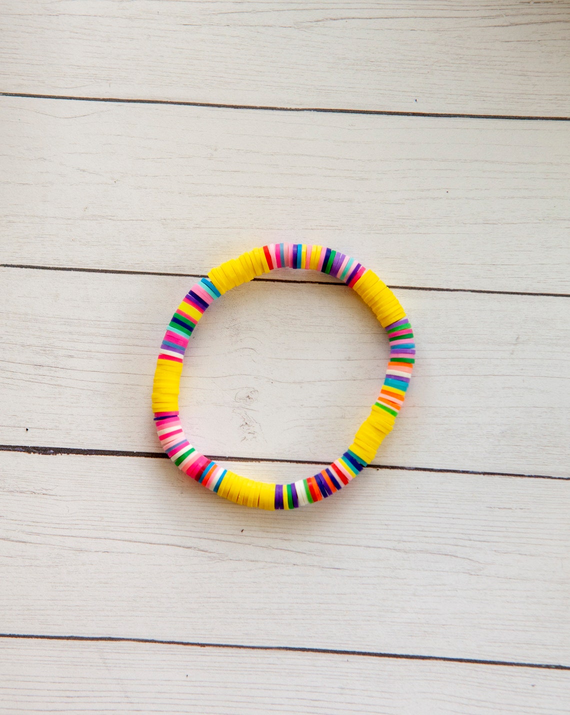 Rainbow Color Block Clay Disc Stretch Bracelet 6mm Choose | Etsy