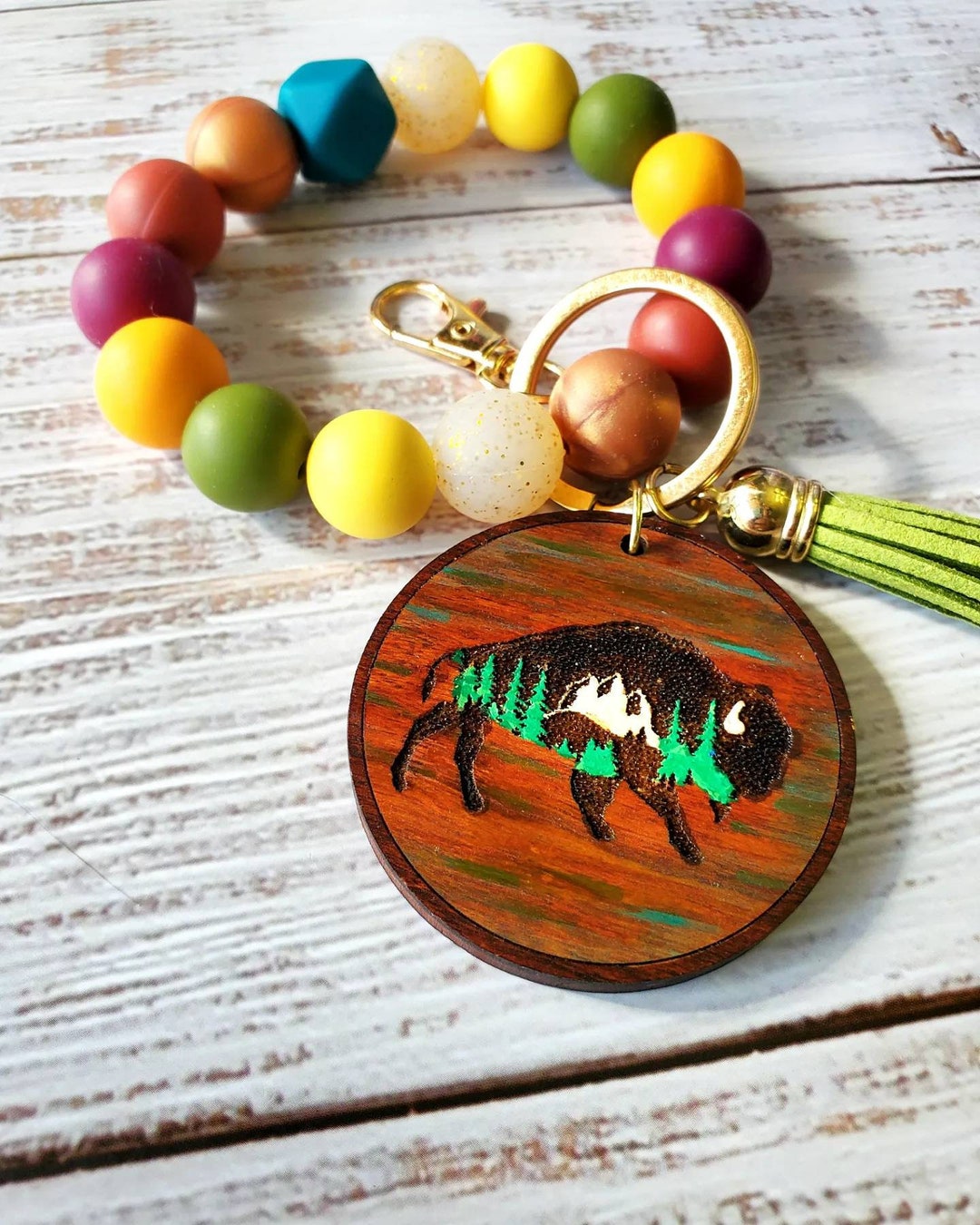 Buffalo Keychain Wristlet, Bison, Yellowstone National Park, PNW ...