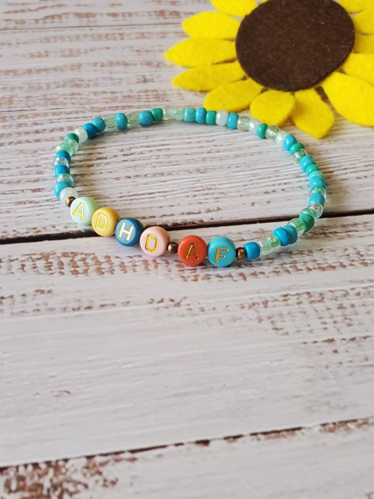 Adhd AF Beaded Bracelet, Seed Beads, Adhd, Adhd Af, Statement Jewelry ...