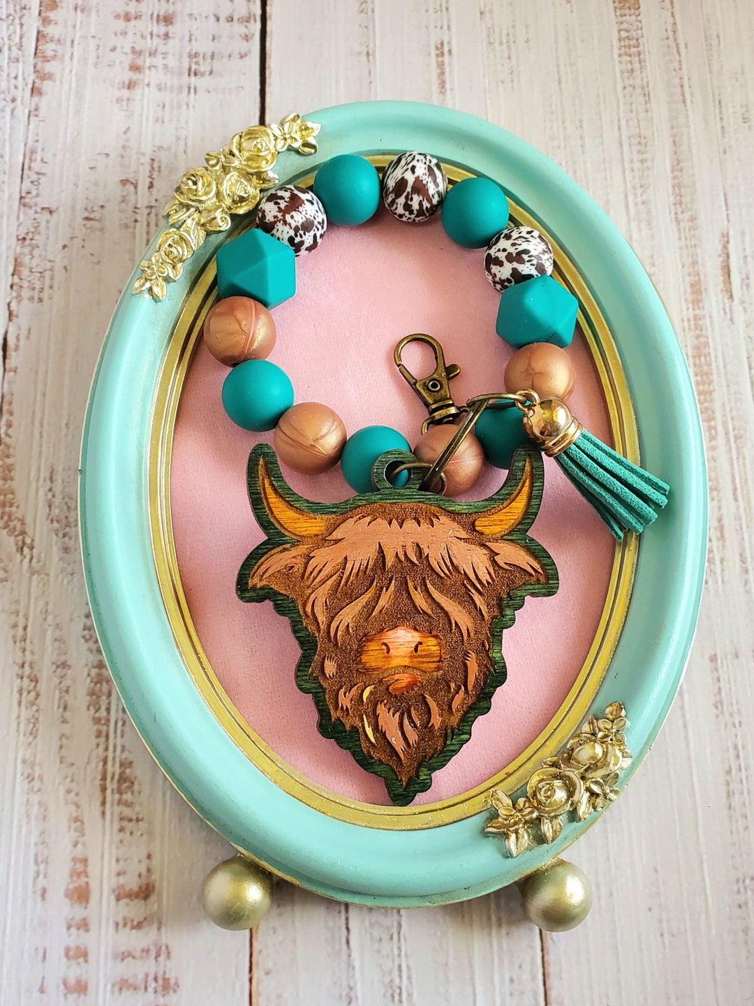 Highland Cow Keychain, Keychain Wristlet, Scottish Cow - Etsy