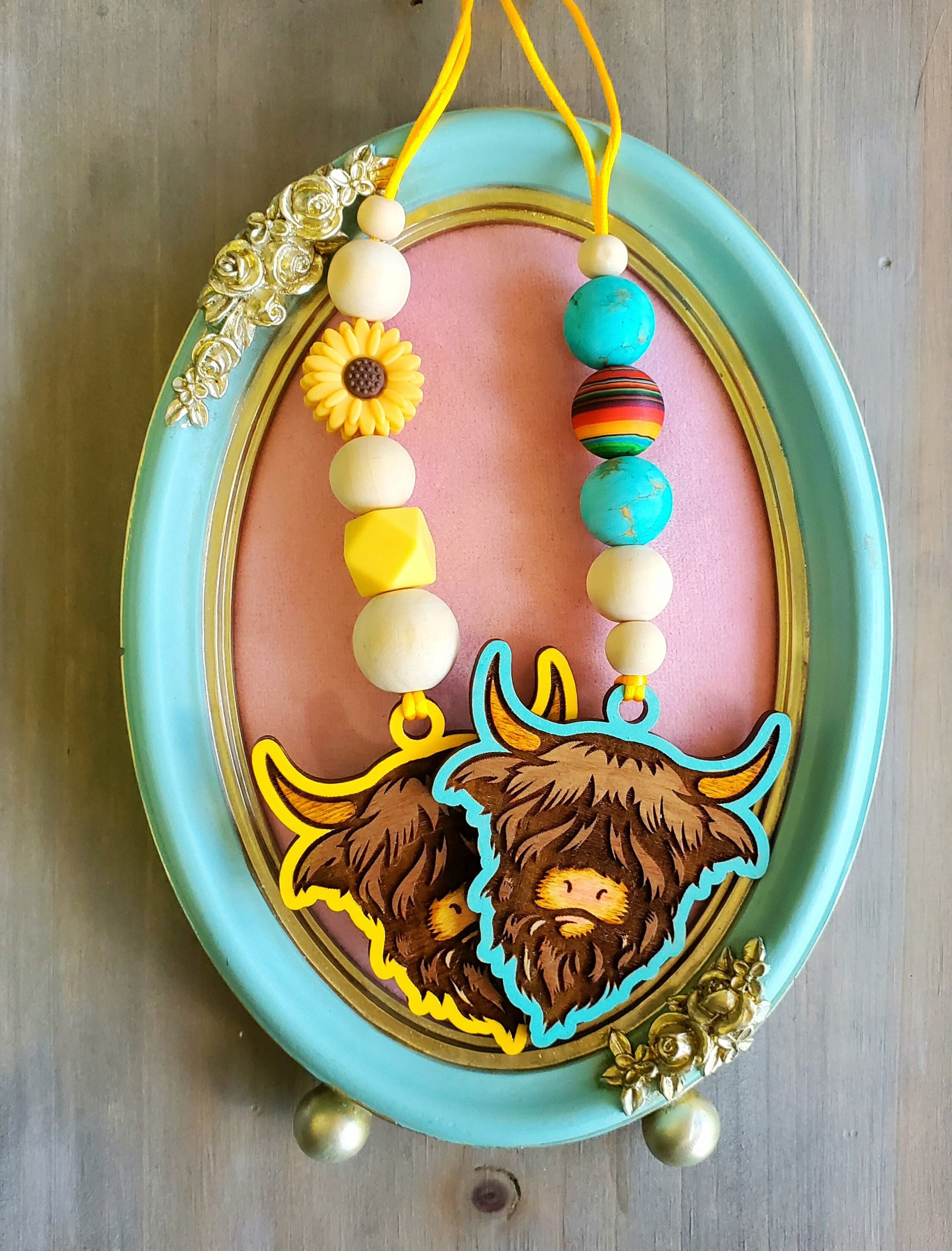 Highland Cow Car Charm, Derape, Slsunflower, Aromatherapy, Air ...