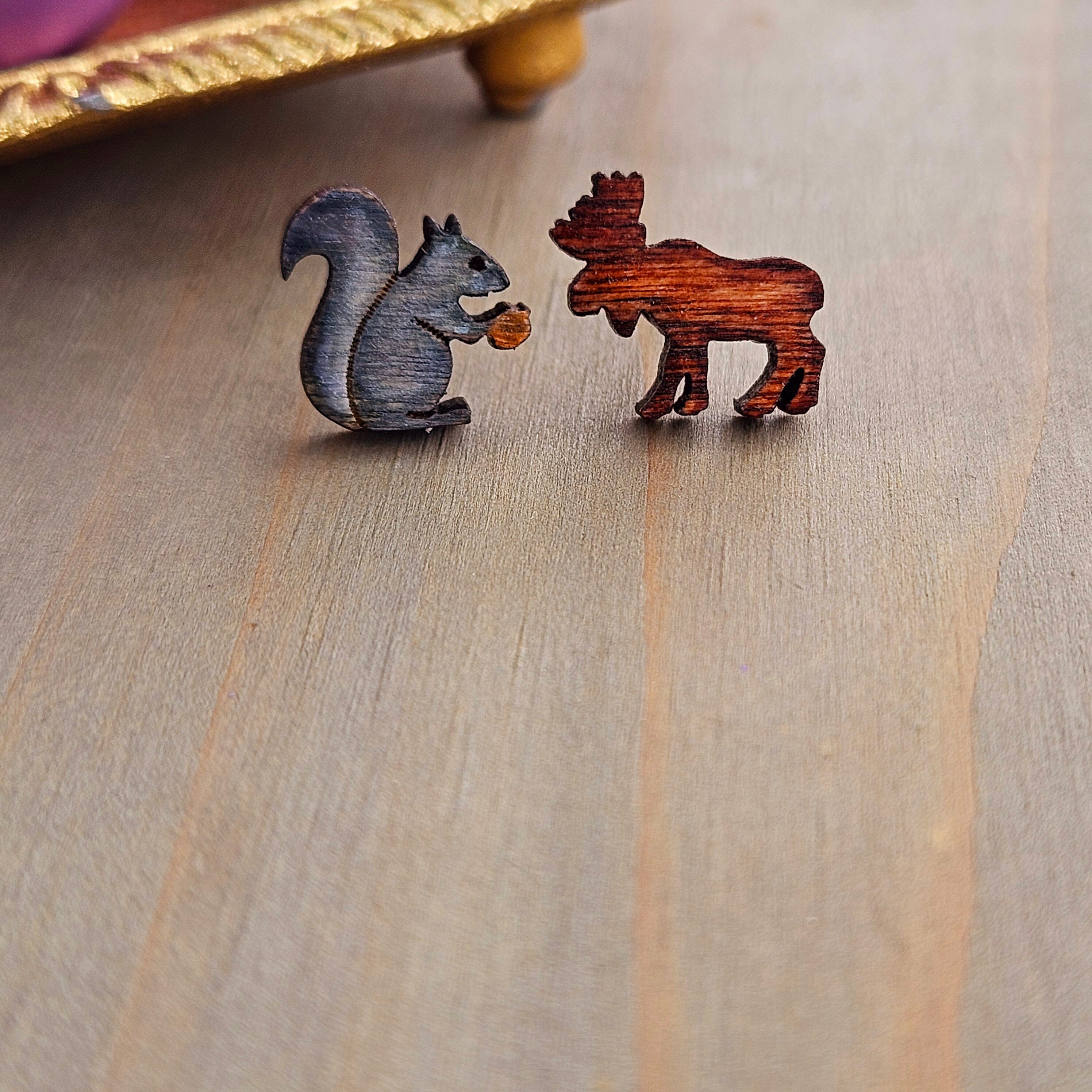 Moose and Squirrel Stud Earrings, Sam and Dean Earrings - Etsy