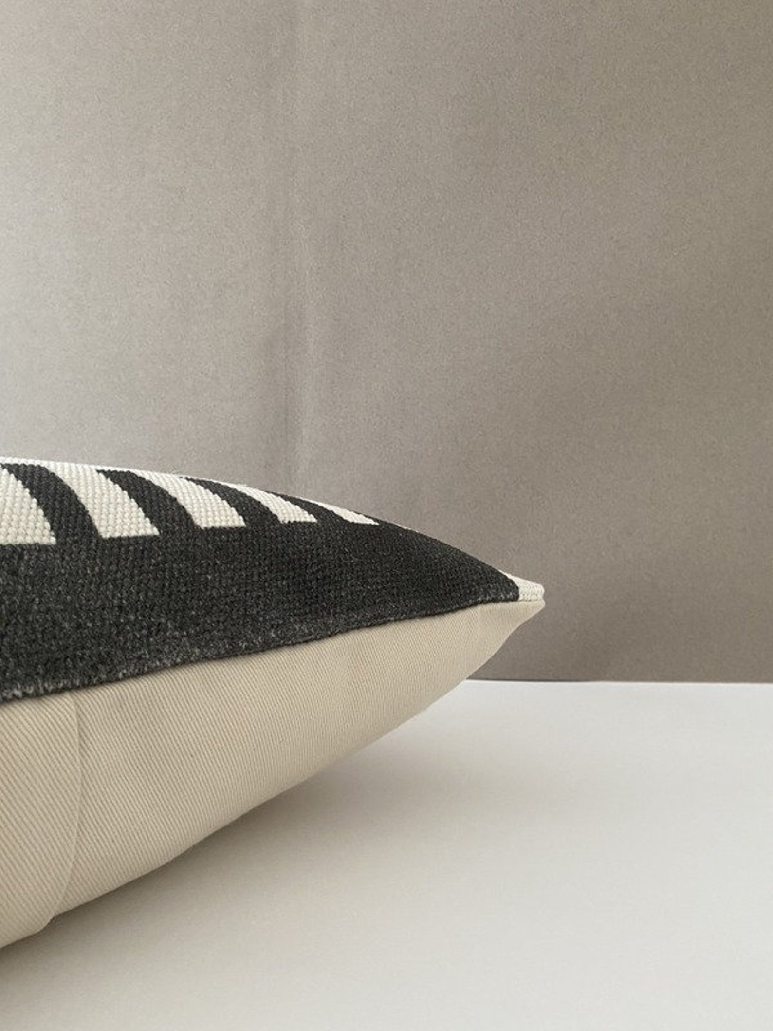 Black White Pillow, Hand Made, Hemp Pillow Cover, Painted Hemp Cushion ...