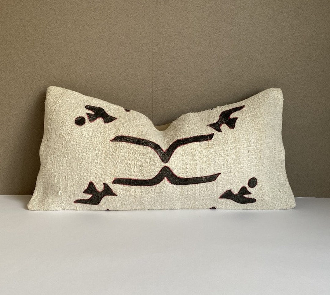 Decorative Pillow, Hand Made, Hemp Pillow Cover, Painted Hemp Cushion ...