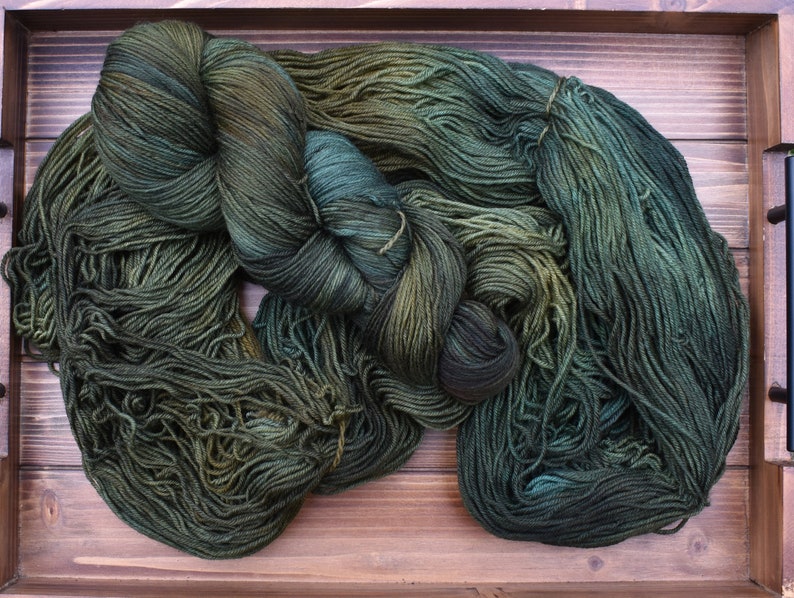 Fern Cliff: Dark Olive Green Yarn. Hand-dyed Wool Yarn. Tonal | Etsy
