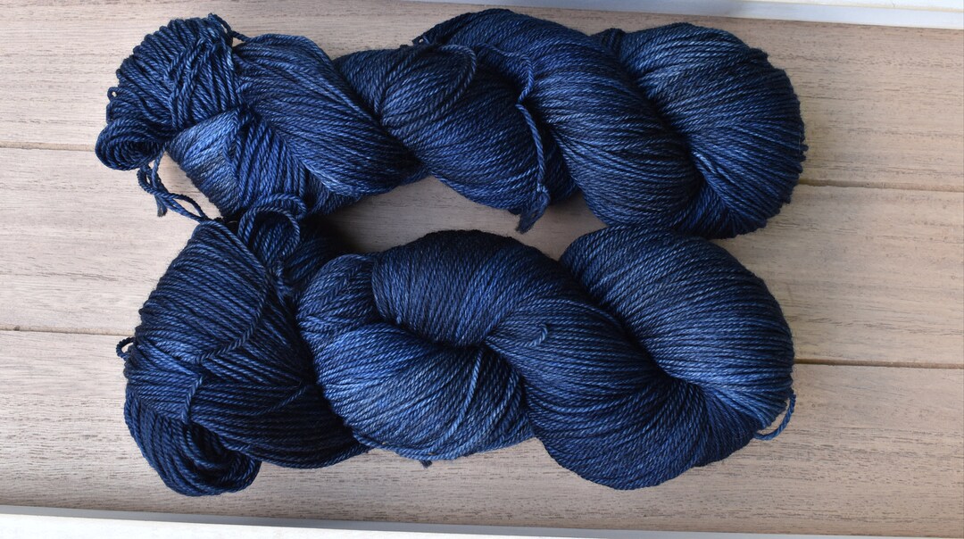 Misty Mountain: Dark Murky Blue Yarn. Hand-dyed Fingering Sock Wool ...