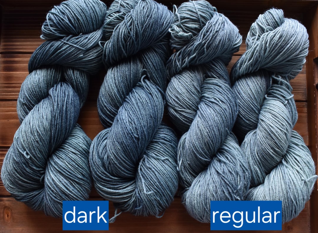 Stone: Hand-dyed Slate Blue Green Yarn. Grey Blue. Grayish Blue. Tonal ...