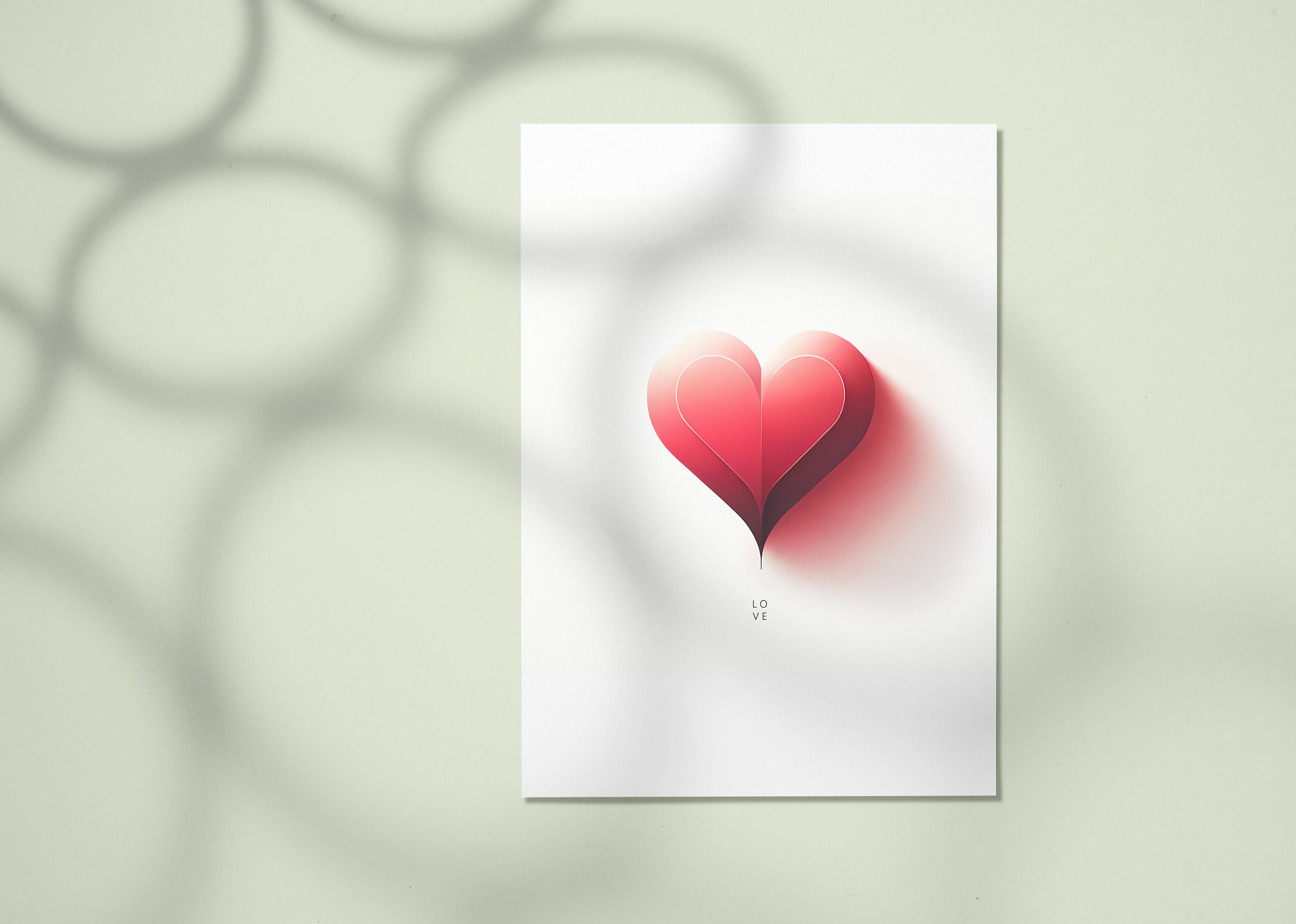Minimalist Love Heart Poster Elegant Red and Pink Valentine's Day Wall ...