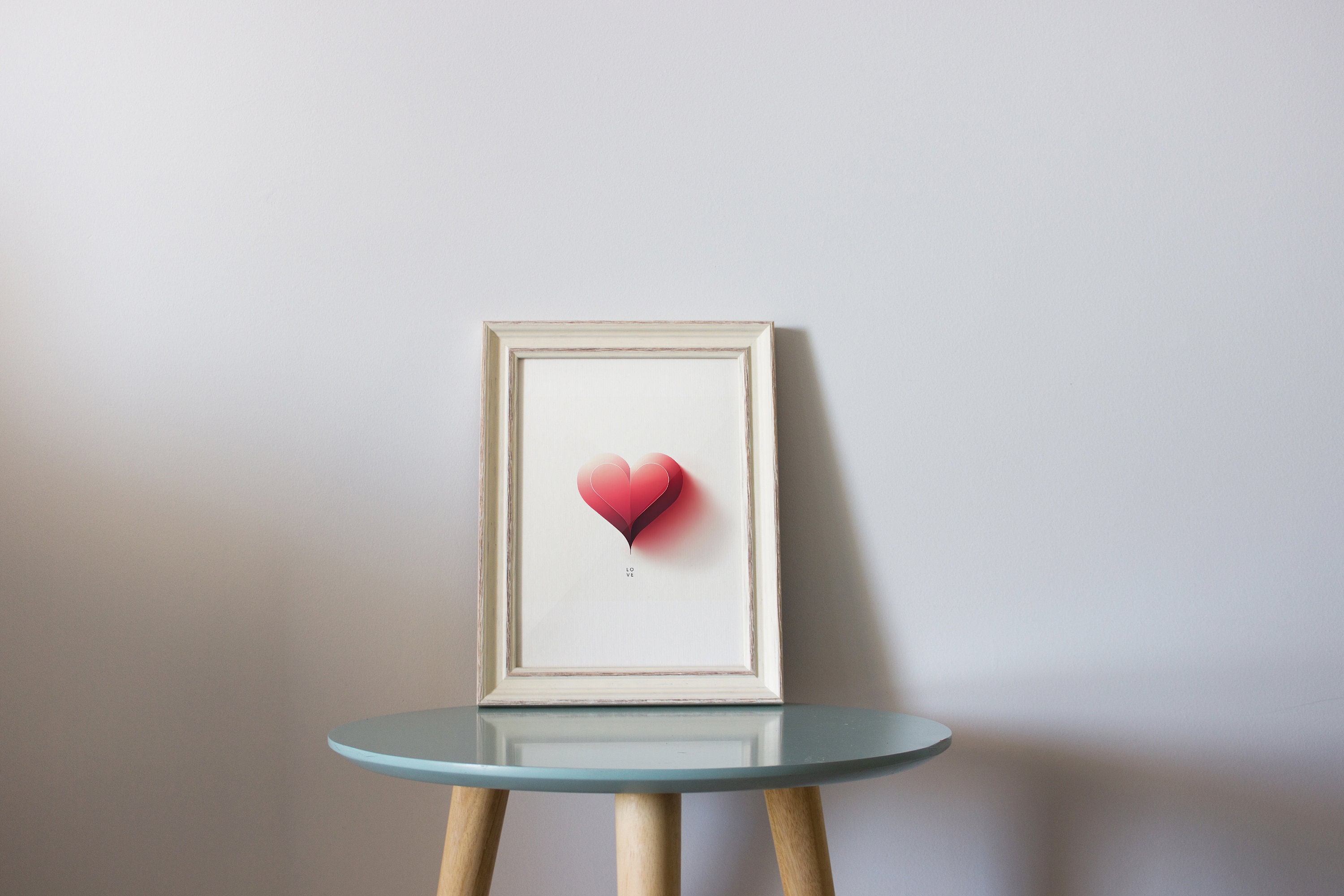 Minimalist Love Heart Poster Elegant Red and Pink Valentine's Day Wall ...