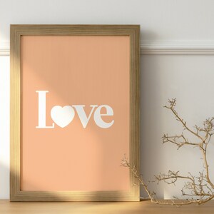 Peach Fuzz 'love' Print - Pantone Color of the Year - Romantic Wall Art ...