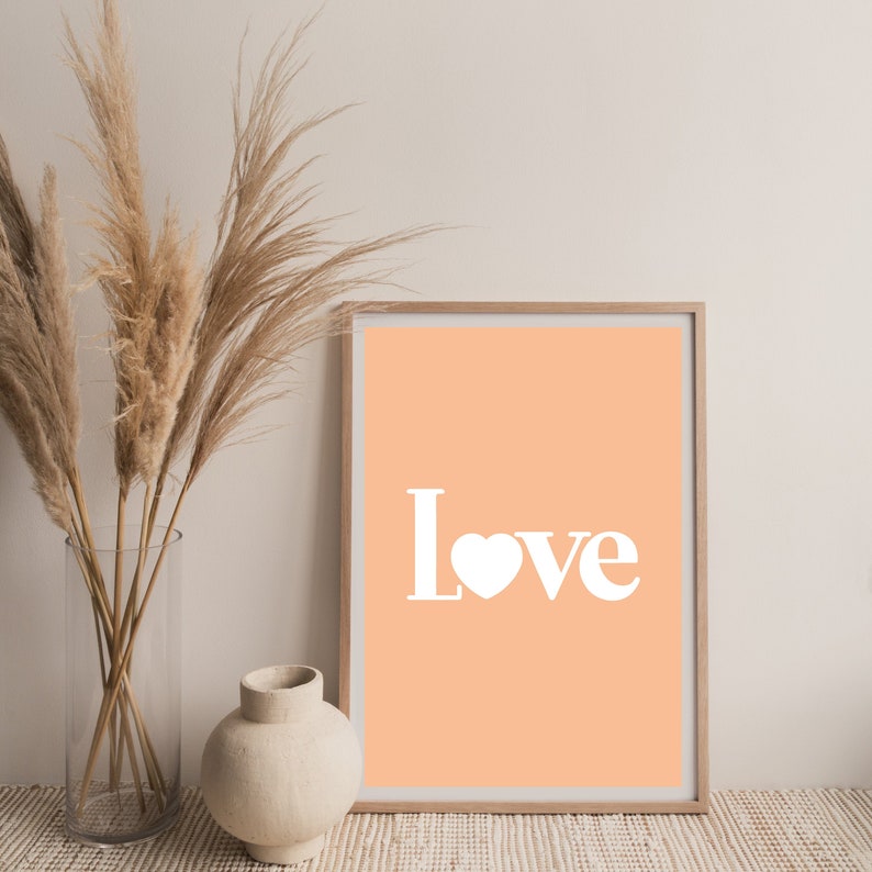 Peach Fuzz 'love' Print - Pantone Color of the Year - Romantic Wall Art ...