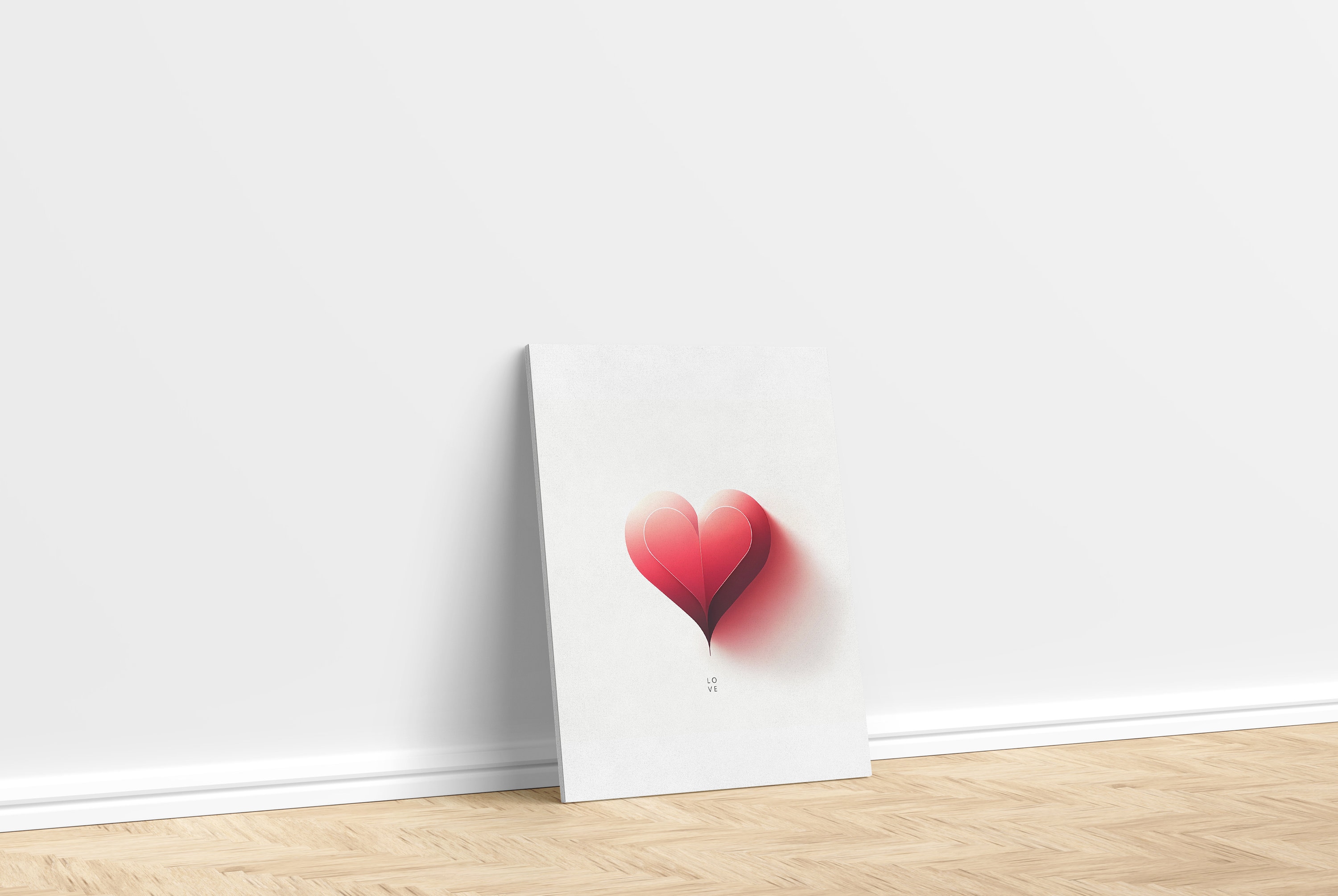 Minimalist Love Heart Poster Elegant Red and Pink Valentine's Day Wall ...