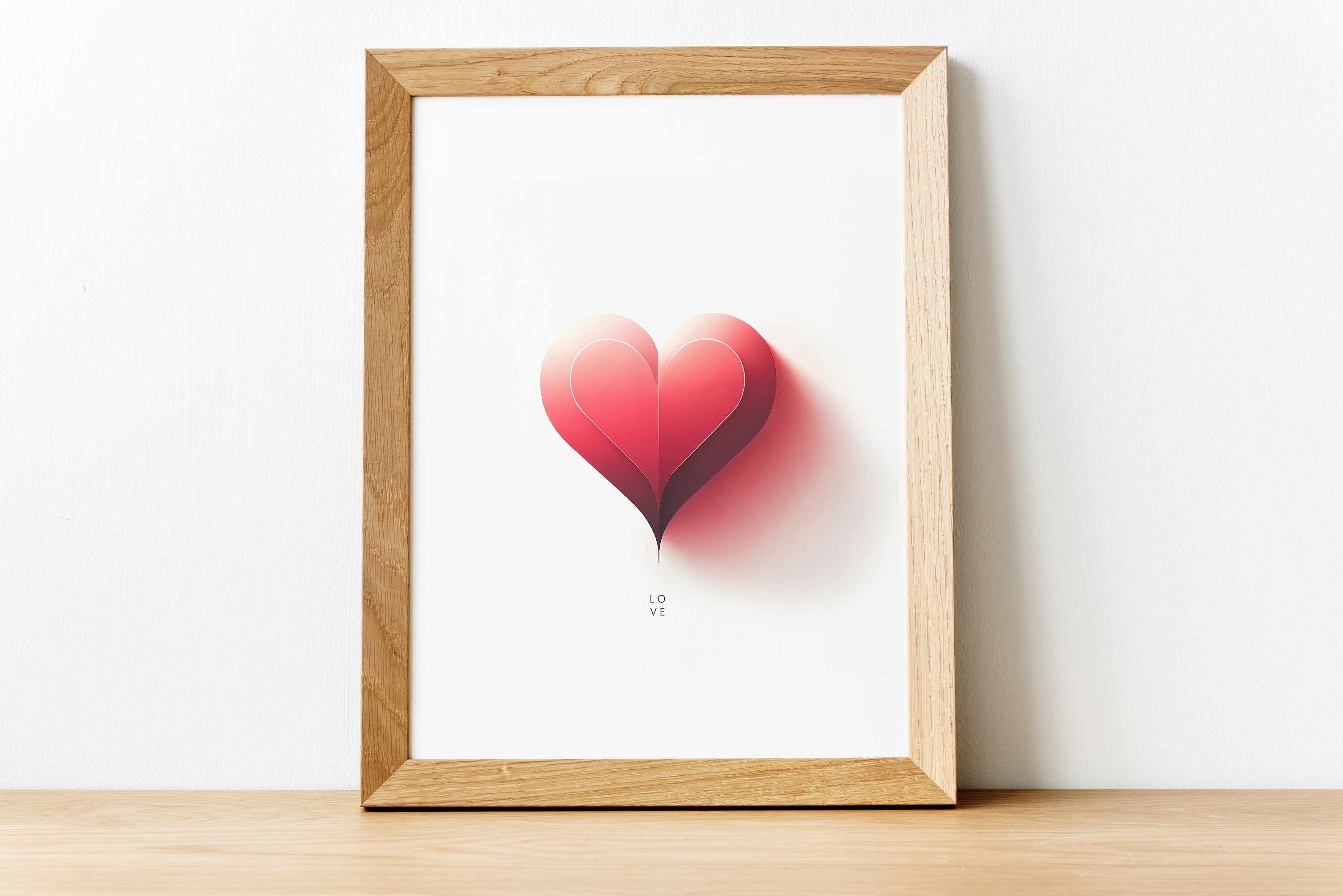 Minimalist Love Heart Poster Elegant Red and Pink Valentine's Day Wall ...