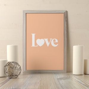 Peach Fuzz 'love' Print - Pantone Color of the Year - Romantic Wall Art ...