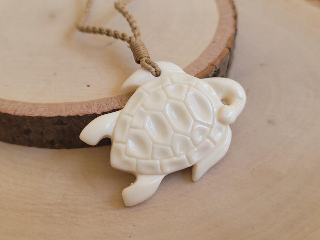 Hawaiian Buffalo Bone 1.75 Turtle Pendant Necklace Choker - Etsy