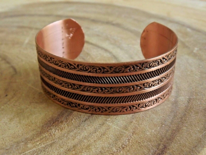 Pure Copper Ribbed Design Bracelet Solid Copper Adjustable - Etsy