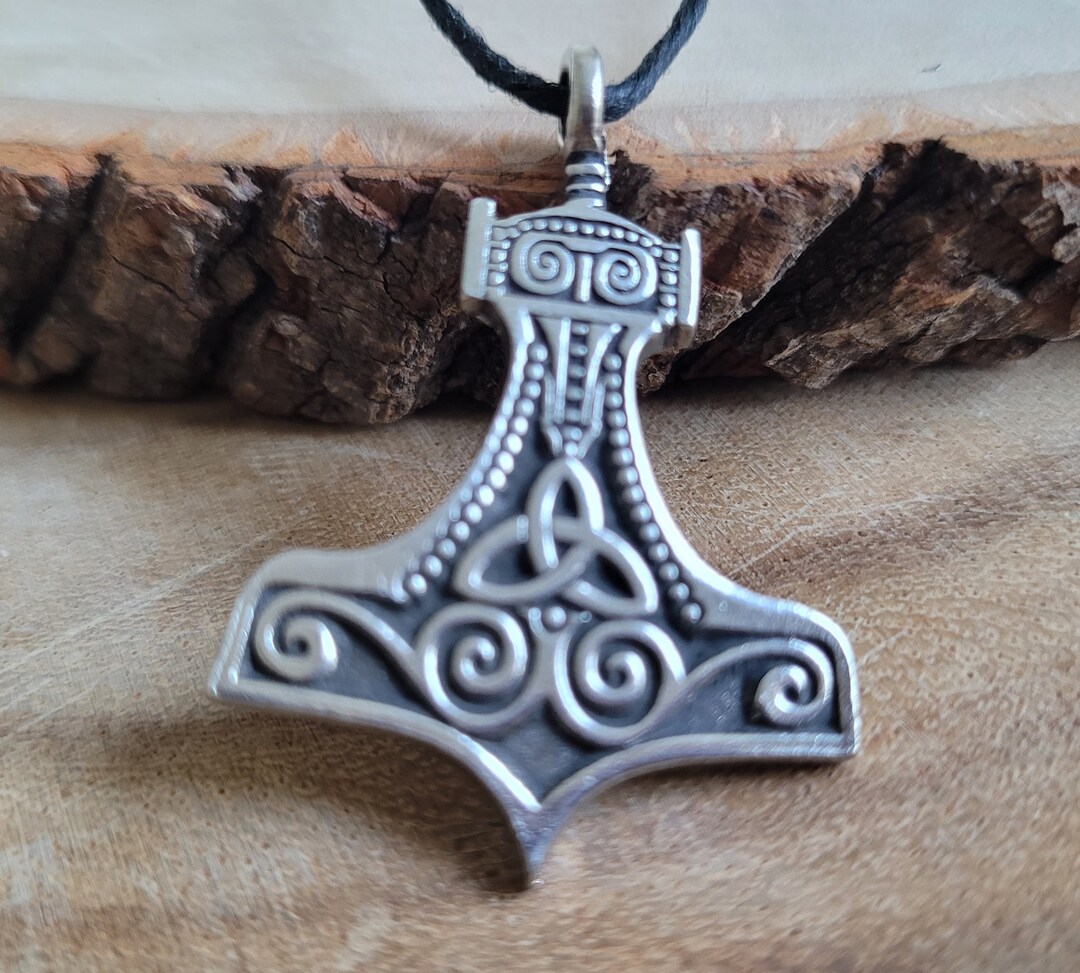 Pewter Viking Thor's Hammer Mjolnir 1.60 Single Side Pendant With ...