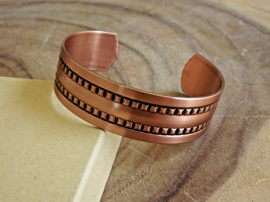 Pure Copper Arthritis Bracelet Solid Copper Adjustable Cuff Long Double ...
