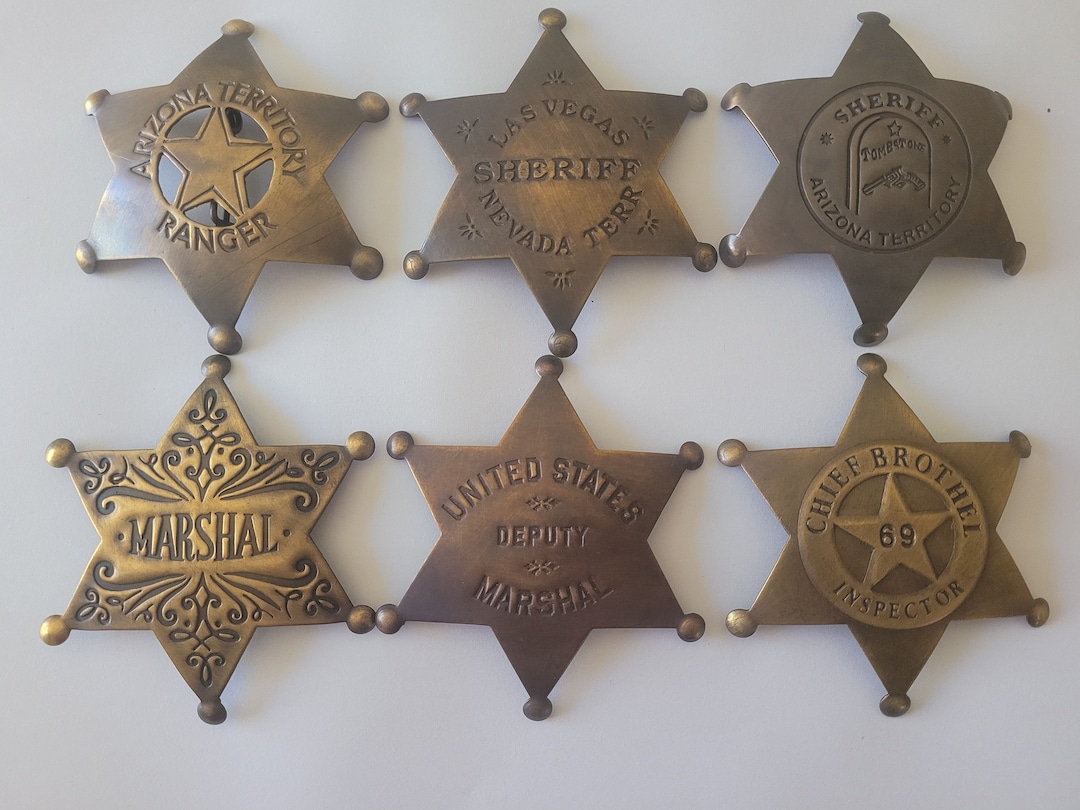 Replica Solid Brass Old West Badge Reproduction Western Antique Brass 3 ...