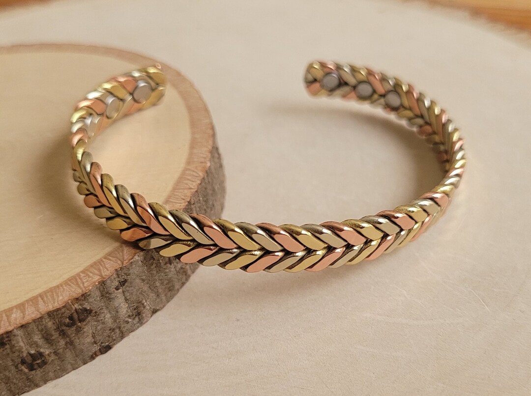 Pure Copper Tri Color Bracelet Solid Copper Arthritis Pain Therapy ...