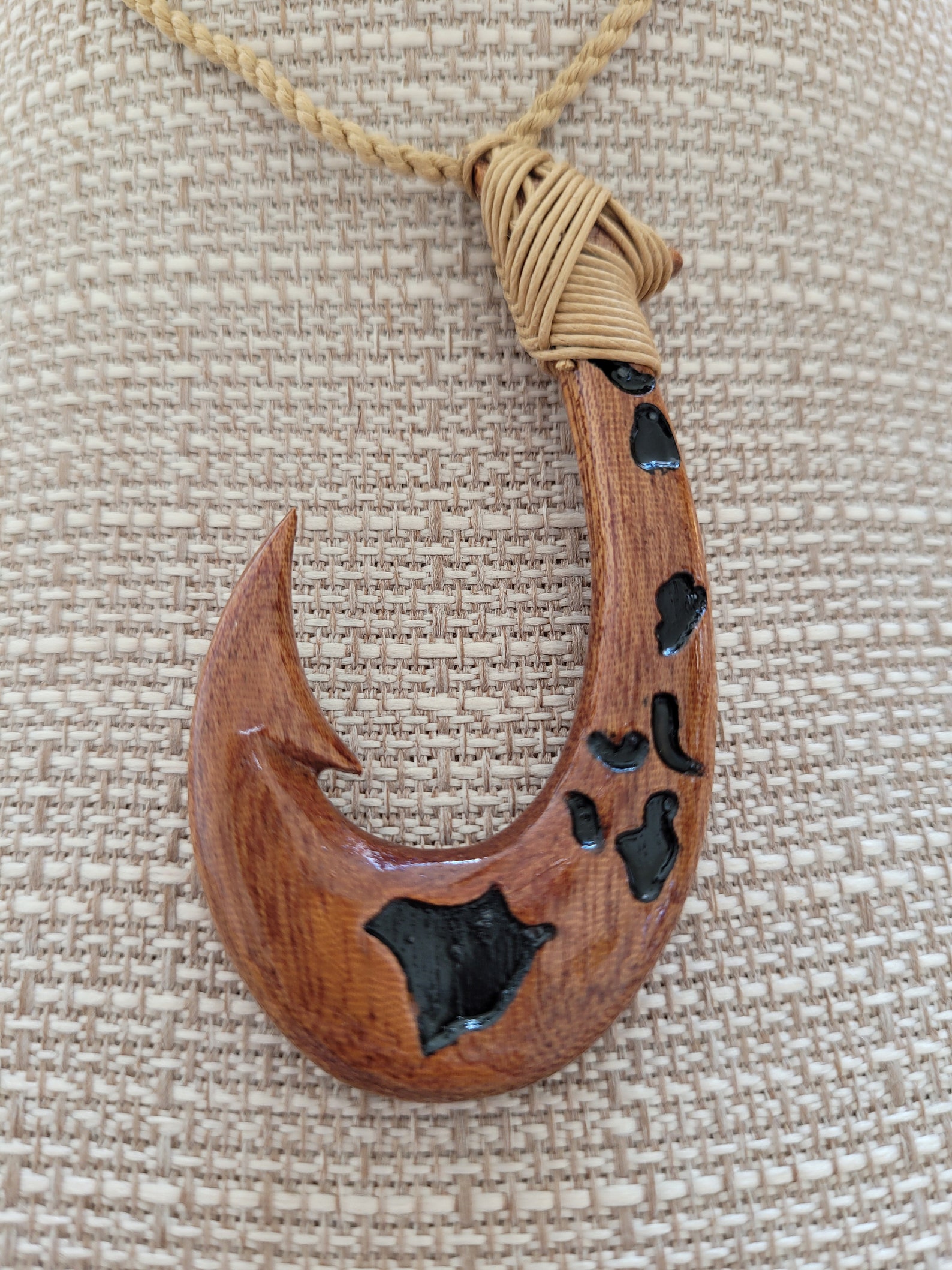Genuine Koa Wood Hawaiian Fish Hook XL Pendant Necklace - Etsy
