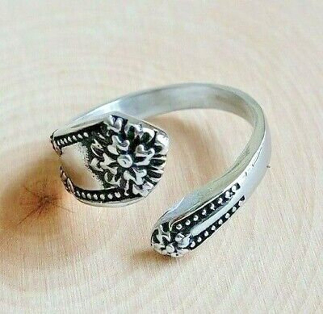Victorian Flower Spoon Ring Stainless Steel Open Wrap Vintage Band - Etsy