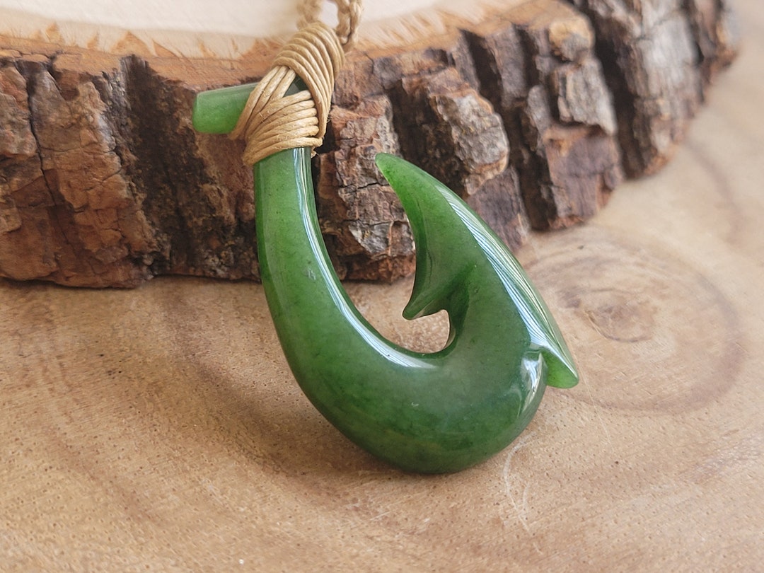 Hawaiian Natural Jade Fish Hook Necklace Hand Carved Jade Hook - Etsy ...