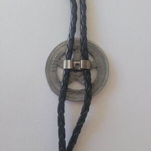 Texas Rangers Peso Back Company A Pewter Badge Bolo Tie Silver Badge ...