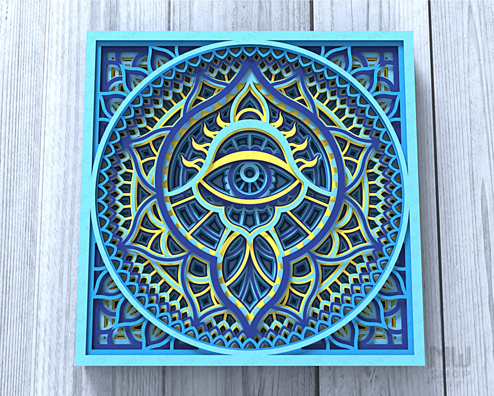 3D Evil Eye Mandala Sacred Mandala SVG Layered Eye of | Etsy