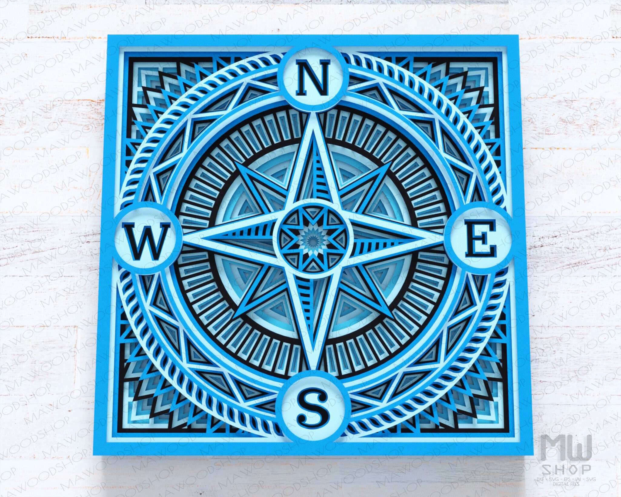 3D SVG Kompass Layered Compass SVG Windrose Cricut Laser | Etsy