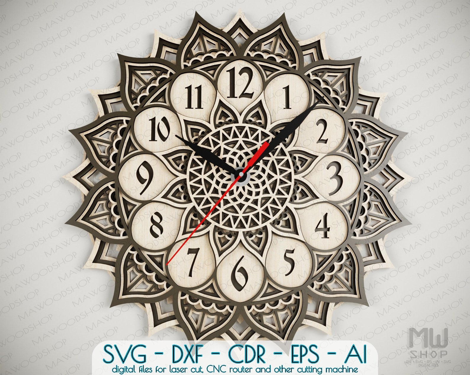 Layered Clock SVG DXF 3d Clock DXF file for Laser Cut | Etsy