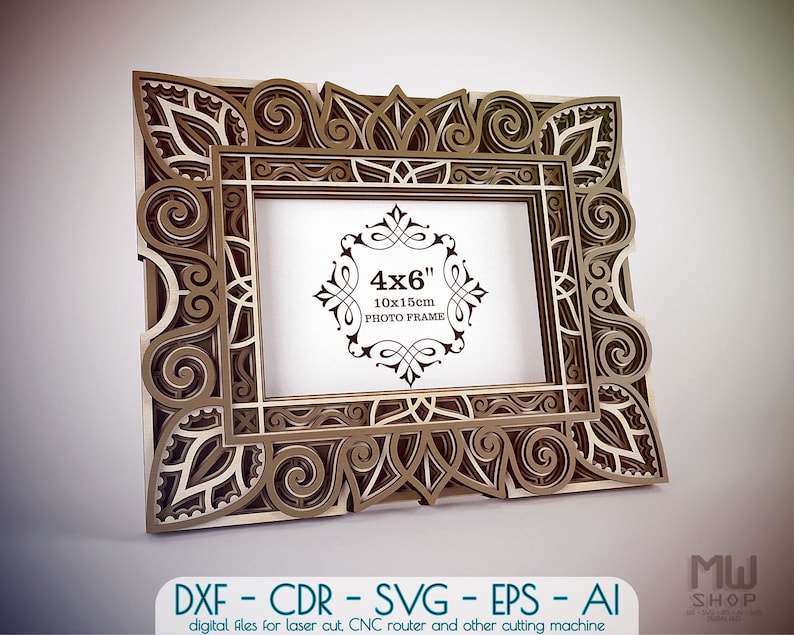 F07 Photo Frame DXF file Laser Cut Multilayer Frame 4x6 | Etsy