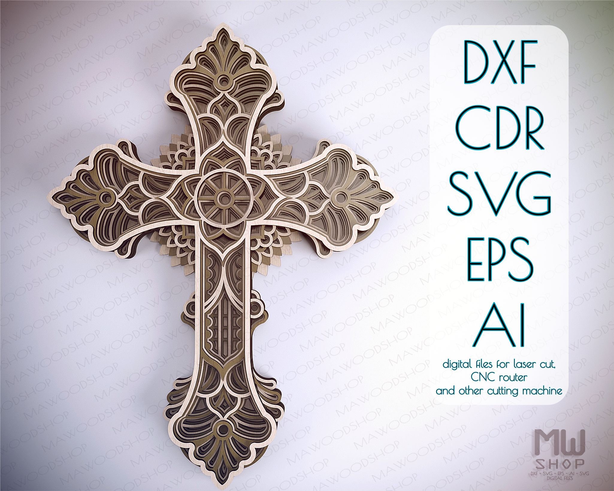 Cr17 Layered Cross DXF Cross Cricut Cross Svg Laser Cut | Etsy