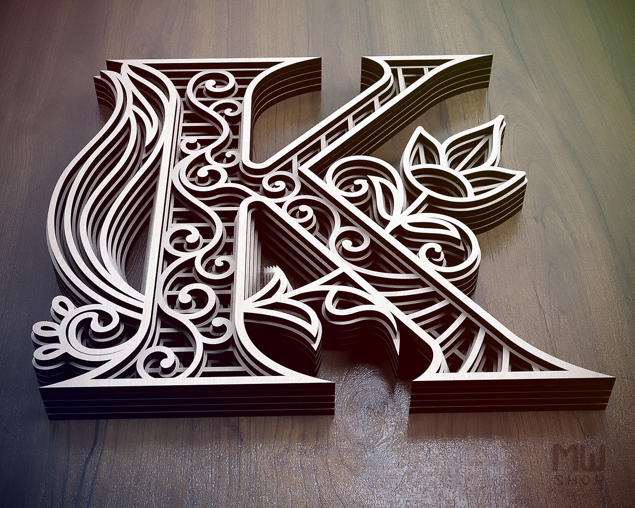 Layered Letter K Dxf Alphabet Letter K Wall Art Multilayer Etsy Australia