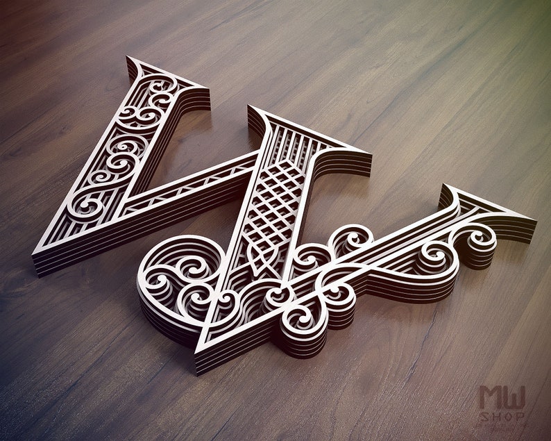 Layered Letter W DXF Alphabet Letter W Wall Art Multilayer | Etsy