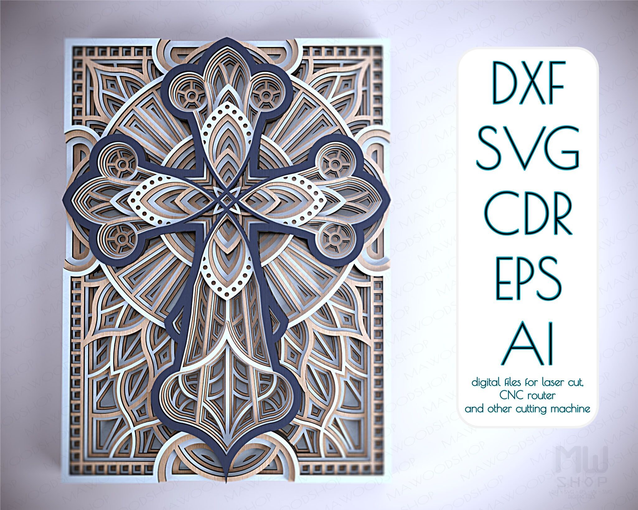 Cr34 Layered Cross DXF Cross Cricut Cross Svg Laser Cut | Etsy