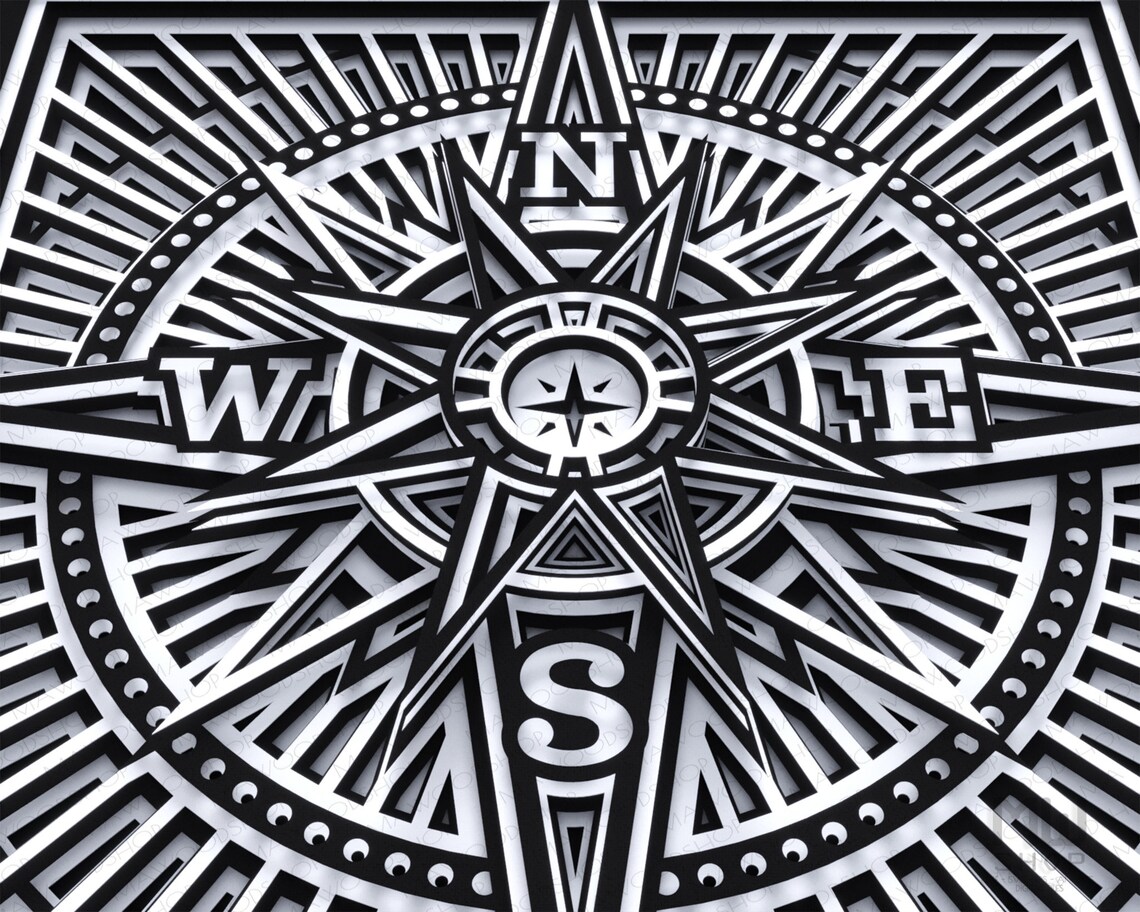 Layered Compass SVG 3D SVG Compass Mandala For Cutting Laser | Etsy