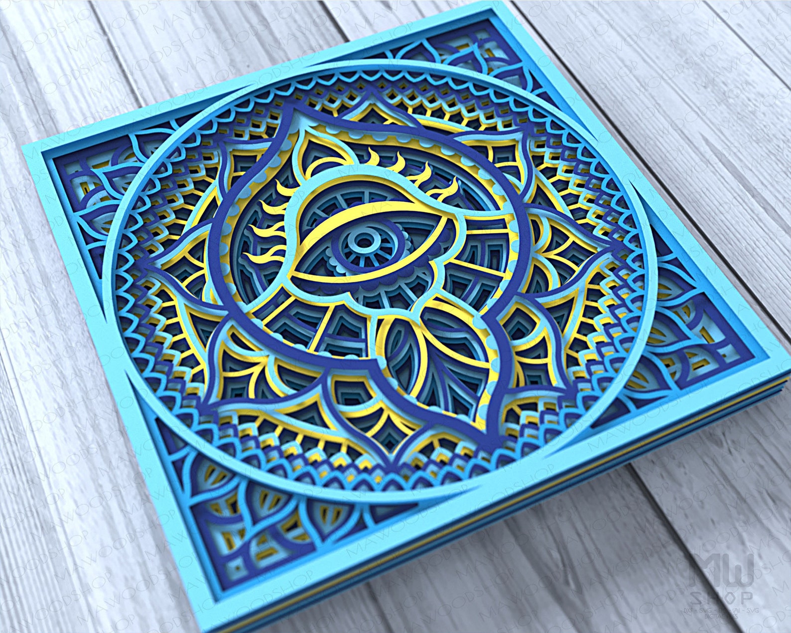 3D Evil Eye Mandala Sacred Mandala SVG Layered Eye of | Etsy