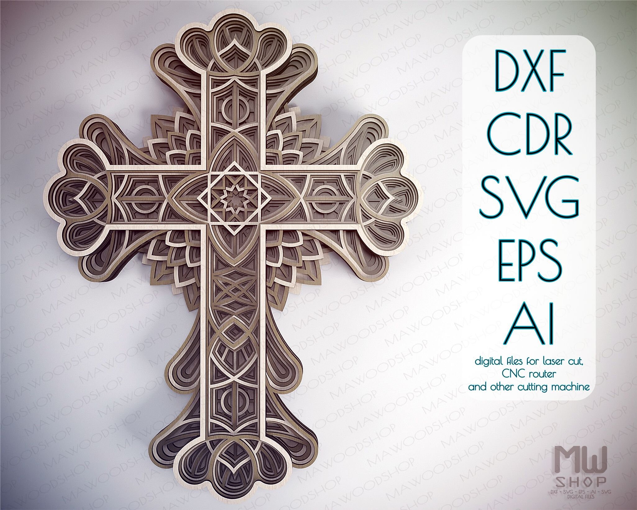 Cr15 Layered Cross DXF Cross Cricut Cross Svg Laser Cut | Etsy