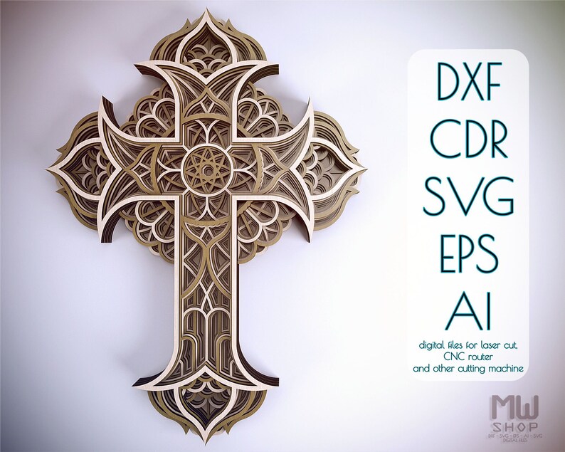 Cr03 Layered Cross DXF Cross Cricut Cross Svg Laser Cut | Etsy