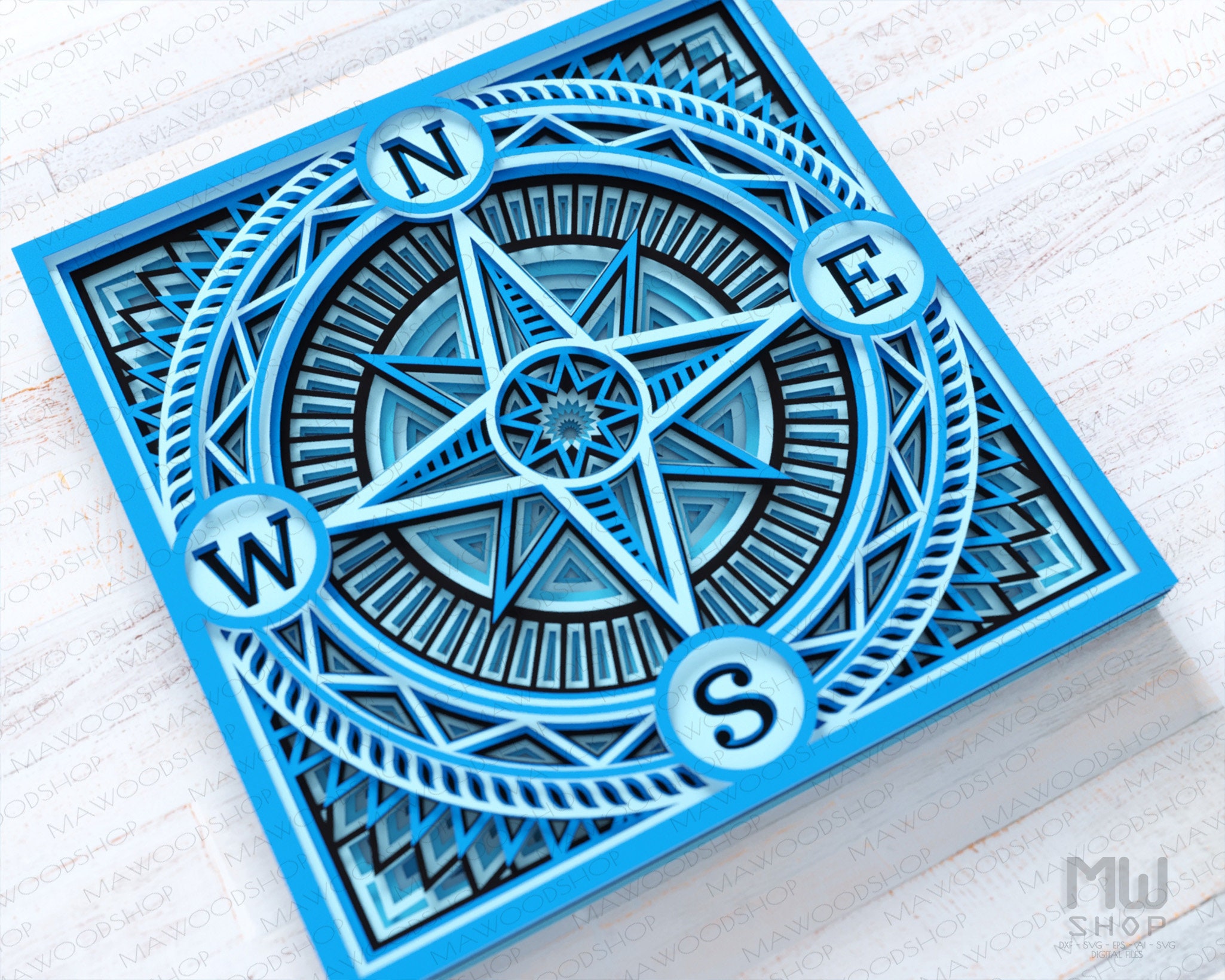 3D SVG Kompass Layered Compass SVG Windrose Cricut Laser | Etsy
