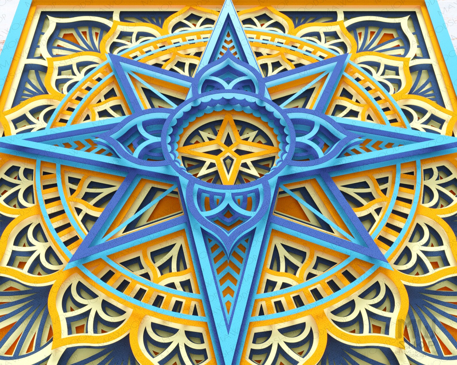 Layered SVG Compass 3D SVG Compass Mandala For Cutting Laser | Etsy