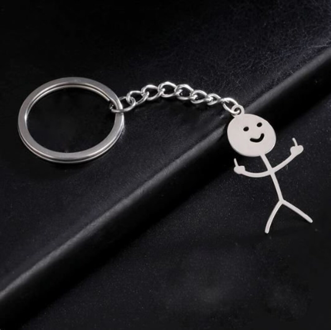 Metal Middle Finger Keychain. Funny Stick Man - Etsy