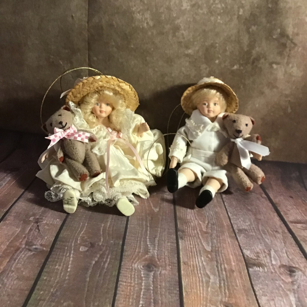 Theo and Thea Teddy Bear Twins Doll Ornaments - Etsy