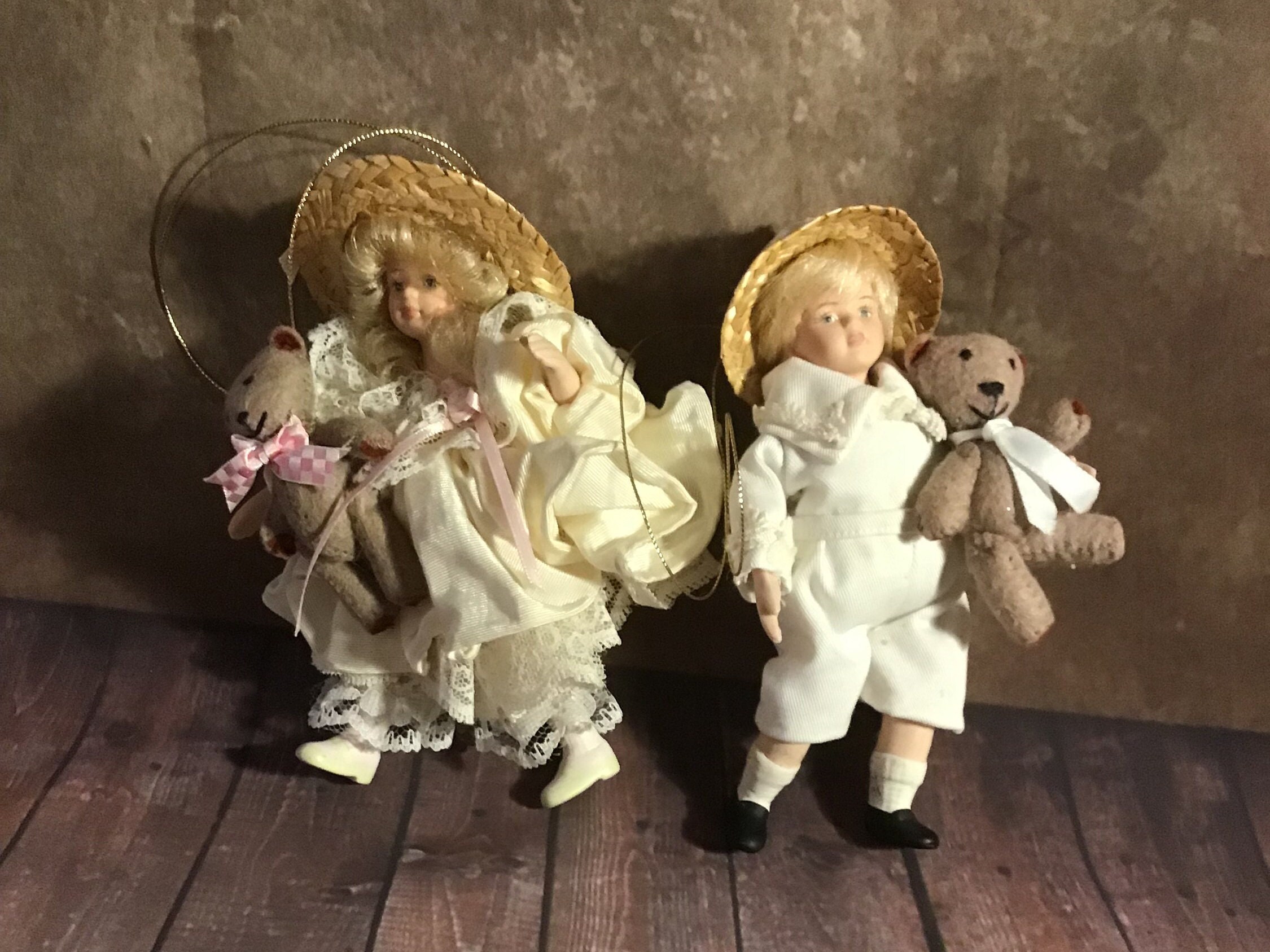 Theo and Thea Teddy Bear Twins Doll Ornaments - Etsy