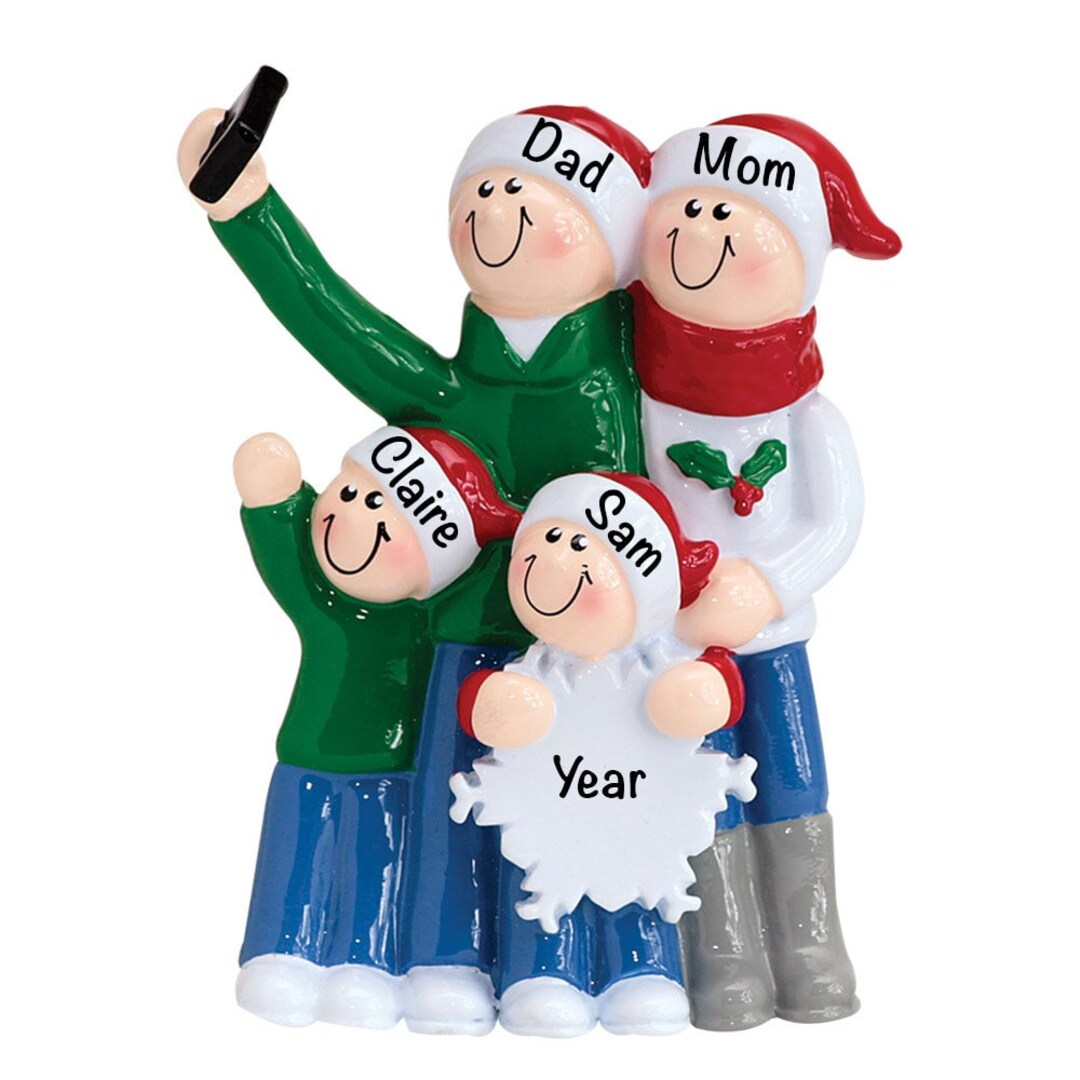 Personalized Selfie Family of 4 Ornament With 2 Kids, Custom Funny ...