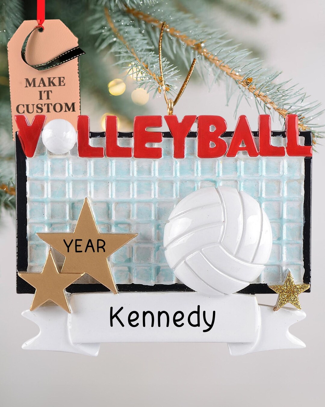 Personalized Volleyball Ornament • Custom Volleyball Net Christmas ...