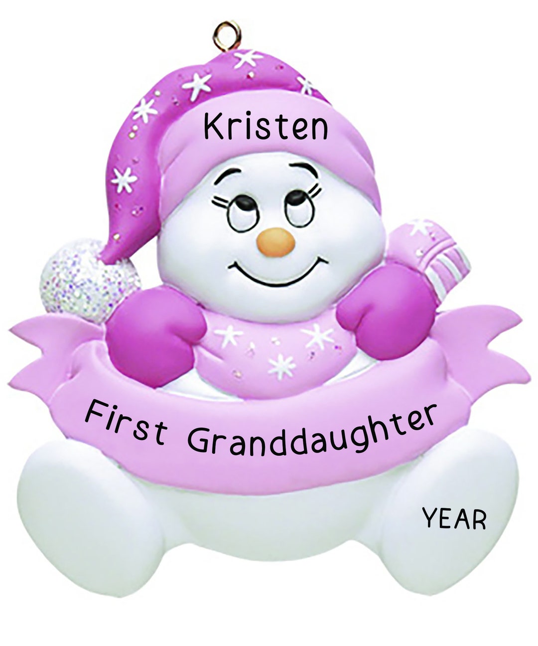 Baby First Christmas Ornament, Personalized Puple Snow Baby Present ...